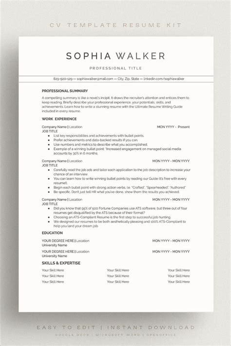 Google Docs Resume Template ATS Resume Template And Cover Letter CV Template Google Docs