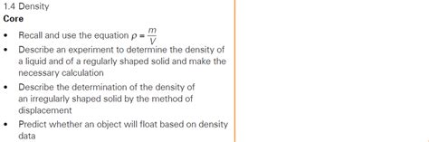 Pressure Density IGCSE Physics WOODSTOCK