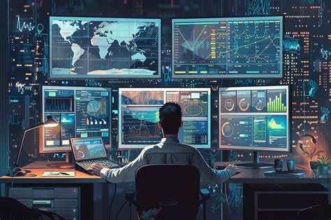 Data Scientist Analyzing Big Data Premium Ai Generated Image