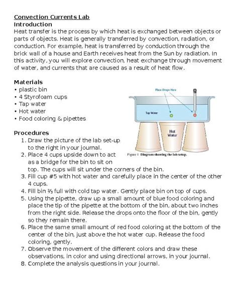 Convection Currents Lab Materials Directions And Analysis Questions