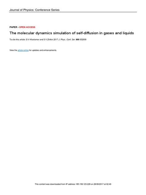 Molecular Dynamics Simulation Of The Molecular Dif Pdf Molecular
