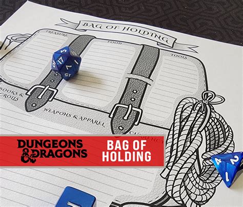 Dnd Bag Of Holding Practical Inventory Sheet 5th Edition Etsy