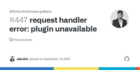Request Handler Error Plugin Unavailable · Issue 447 · Altinityclickhouse Grafana · Github