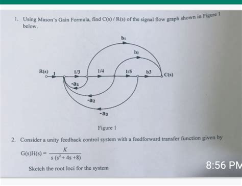 Solved 1 Using Mason S Gain Formula Find C S R S Of The Chegg Com
