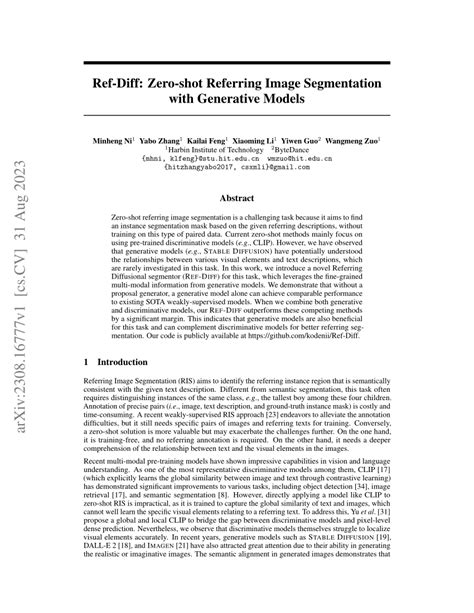 Pdf Ref Diff Zero Shot Referring Image Segmentation With Generative