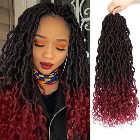 8packs Faux Locs Crochet Hair 18 Inch New Goddess Locs Crochet Hair With Curly Ends Ombre Wavy