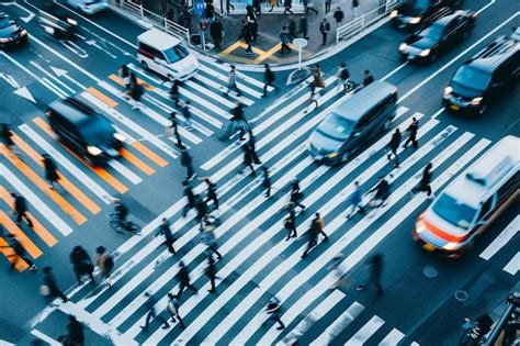 Premium Photo As Pedestrians Cross Intersections And Buses Navig Generative Ai