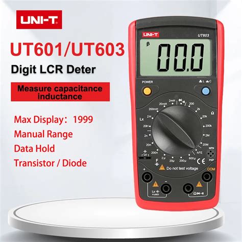 Uni T 인덕턴스 저항 커패시턴스 미터 Ut603 Ut601 디지털 다이오드 부품 커패시터 테스터 미니 옴 미터 데이터 홀드