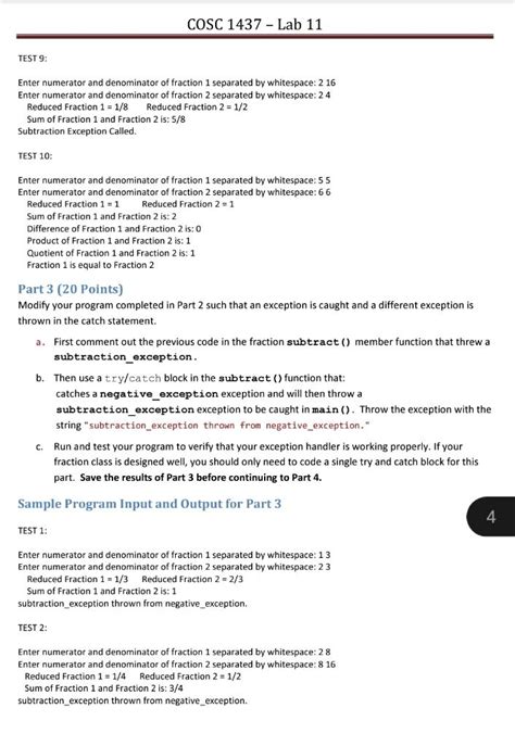 Cosc 1437 Lab 11 Lab 11 Exception Handling This