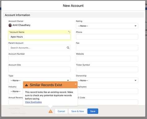 Duplicate Rules And Matching Rules In Salesforce Apex Hours