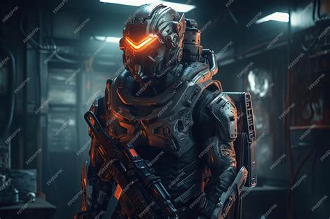 Premium Photo Cybernetic Soldier Cyberpunk Soldier Illustration Generative Ai