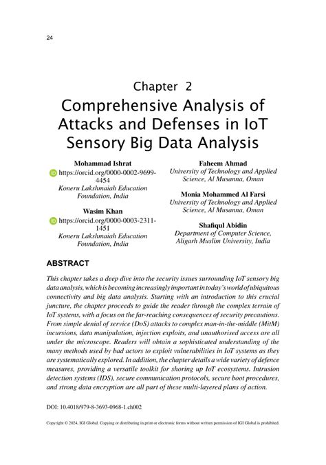 Pdf Comprehensive Analysis Of Attacks And Defenses In Iot Sensory Big Data Analysis