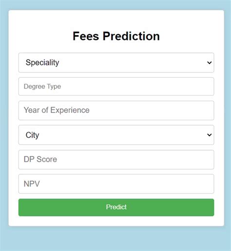 Github Sannidhi Shetty Doctor Fee Prediction This Project Aims To Create A Web Interface