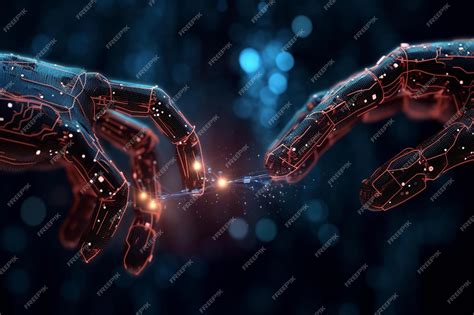 Premium Ai Image Artificial Unity Robotic Hands Embracing Ai Connections