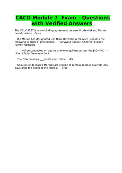 Caco Module 7 Exam Questions With Verified Answers Caco Module 7 Stuvia Us