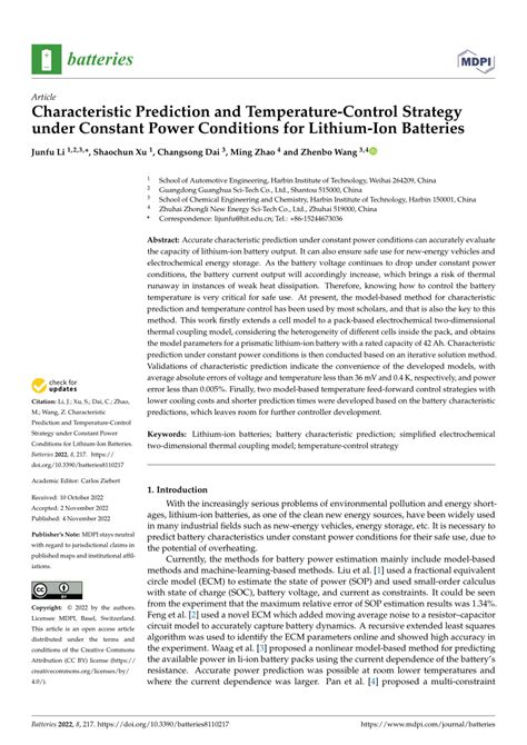 Pdf Characteristic Prediction And Temperature Control Strategy Under Constant Power Conditions