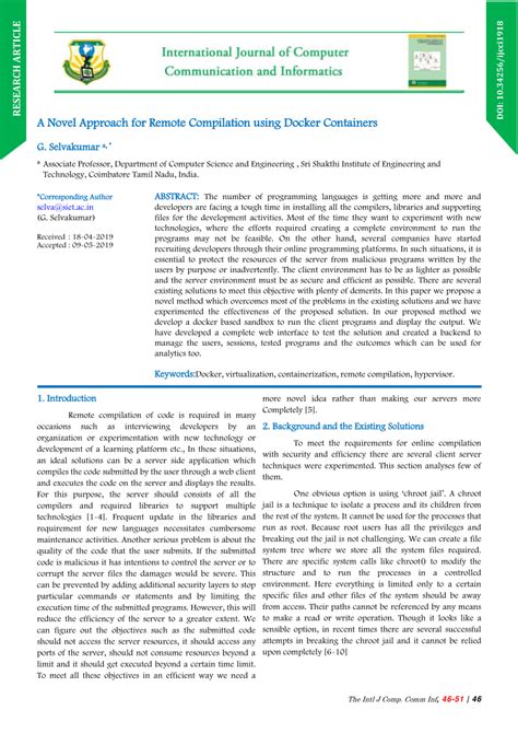 Pdf A Novel Approach For Remote Compilation Using Docker Containers