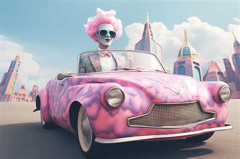 Premium Photo Clown Ride A Car