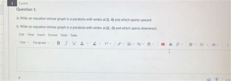 solved 1 1 point question 1 a write an equation whose graph is a