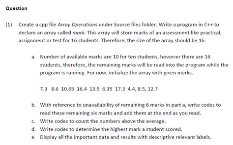 Solved Create A Cpp File Array Operations Under Source Files