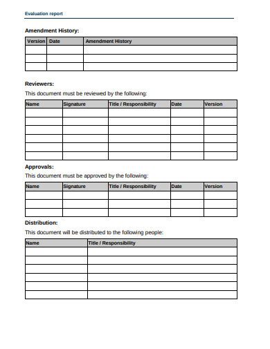 Template For Evaluation Report Sampletemplate My Id
