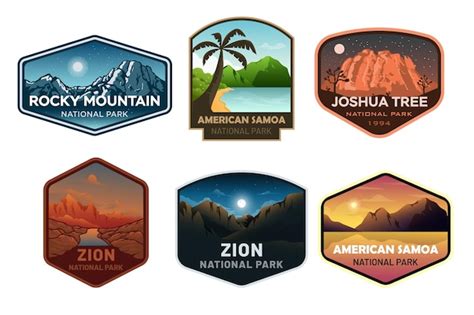 Premium Vector Set Of National Park Badge Emblem