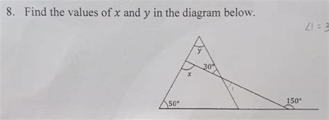 solved find the values of x and y in the diagram below [math]