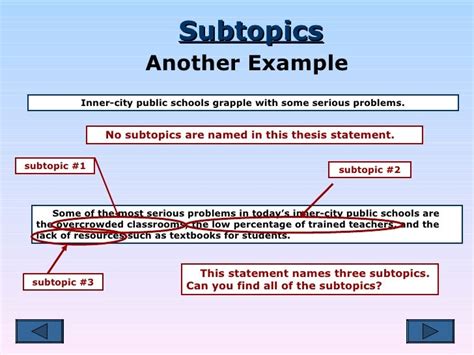 Thesis Statement Subtopics And Location