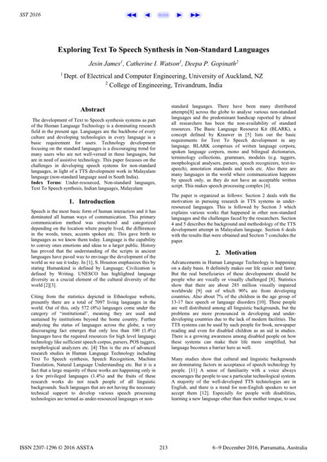 Pdf Exploring Text To Speech Synthesis In Non Standard Languages