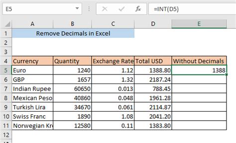 How To Remove Decimals In Excel Remove Decimals Using Multiple