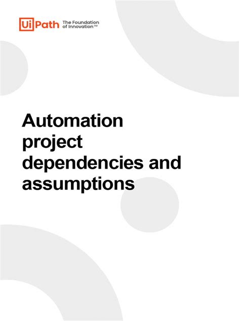Automation Project Dependencies And Assumptions Pdf
