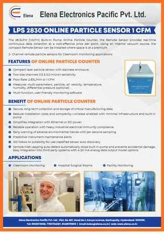 Elena SS Online Particle Counter Lpm Size Compact At Piece In Hyderabad