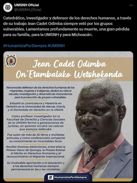 Quién fue Jean Cadet Odimba reconocido abogado y académico de la UMSNH asesinado a balazos en