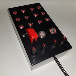 PC USB Button Box Functions Back Lit Red With Neon Labels Sheet For