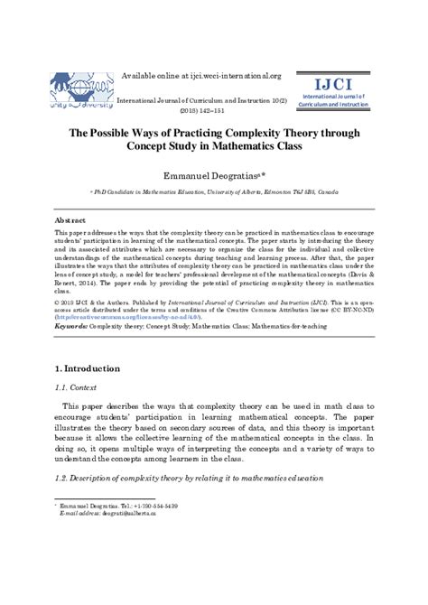 Pdf The Possible Ways Of Practicing Complexity Theory Through Concept