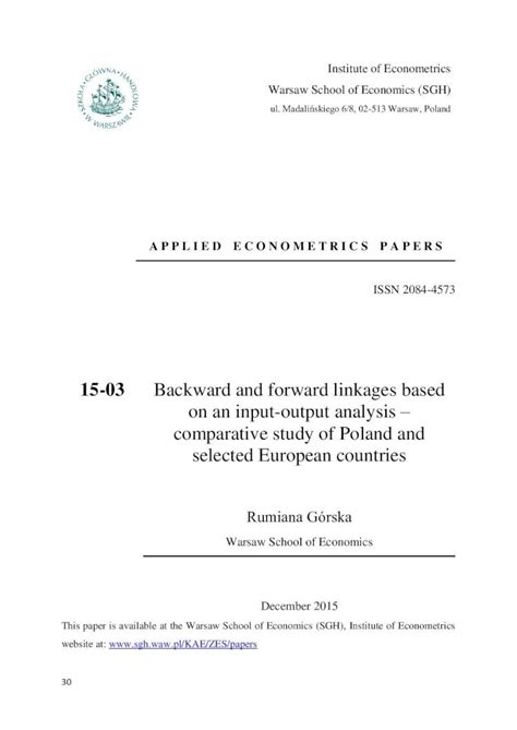 pdf backward and forward linkages based on an input output