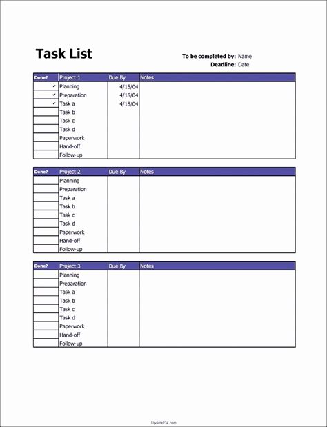 4 Task Checklist Template SampleTemplatess SampleTemplatess