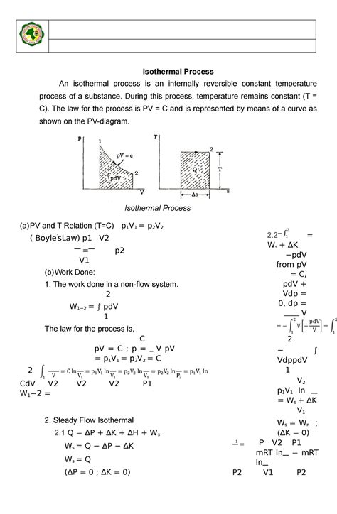 Isothermal Process During This Process Temperature Remains Constant