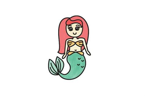 نقاشی پری دریایی با آموزش ویدئویی مراحل کاغذ رنگی