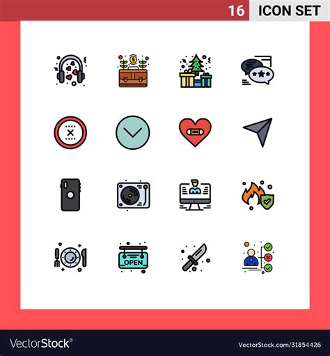 Group 16 Flat Color Filled Lines Signs And Vector Image