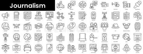 Set Of Outline Journalism Icons Minimalist Thin Linear Web Icons Bundle Stock Vector