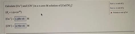 Solved Calculate [cu ]and [cn−]in A 0 200m Solution Of