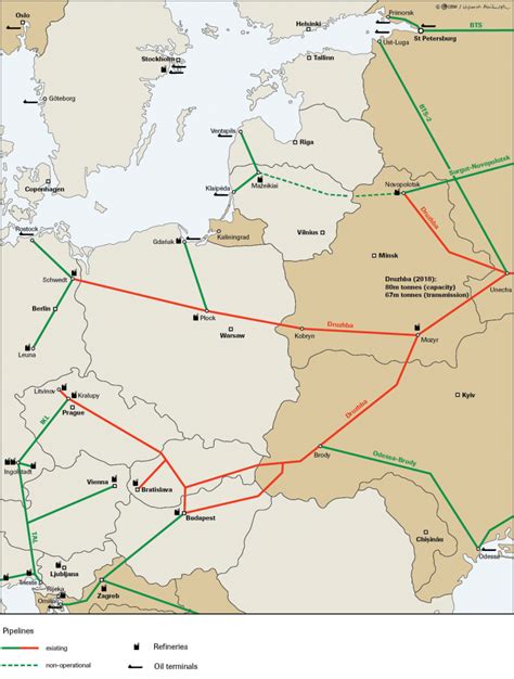 The Druzhba Pipeline Map The Druzhba Pipeline Map Refinery Russian States