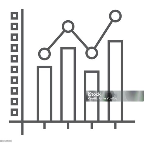 막대 그래프 선 아이콘 성장 및 차트 히스토그램 표시 벡터 그래픽 흰색 배경 Eps 10에 선형 패턴 0명에 대한 스톡 벡터
