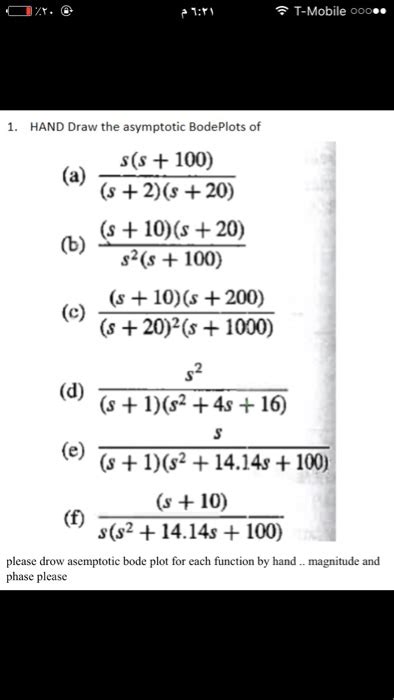 Solved Draw The Asymptotic Bode Plots Of A Ss 100s