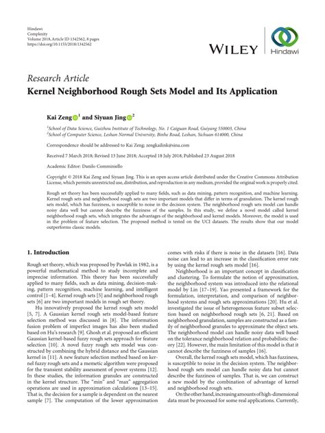 Pdf Kernel Neighborhood Rough Sets Model And Its Application
