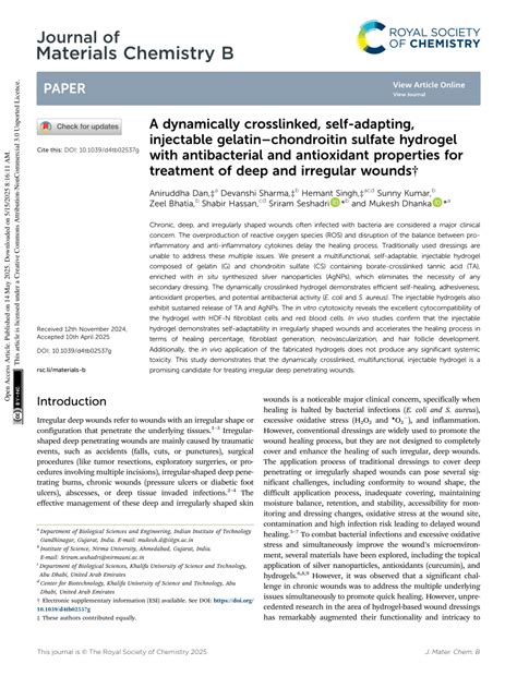 Pdf A Dynamically Crosslinked Self Adapting Injectable Gelatin