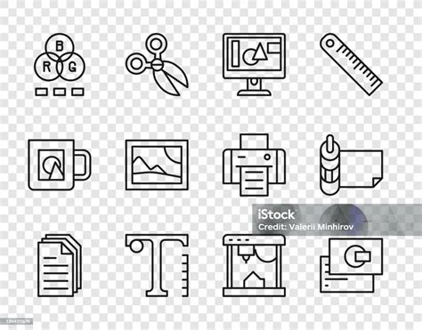 세트 회선 파일 문서 명함 컴퓨터 모니터 화면 텍스트 Rgb 색상 혼합 그림 풍경 3d 프린터 및 용지 아이콘롤 벡터 0명에 대한 스톡 벡터 아트 및 기타 이미지 Istock
