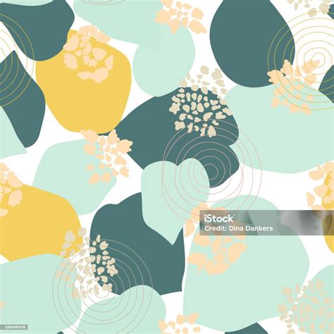 벡터 유기 원활한 추상 배경 양식된 잎 꽃 및 간단한 기하학적 인 모양으로 식물 모티프 자유 낙서 패턴입니다 0명에 대한 스톡 벡터 아트 및 기타 이미지 Istock