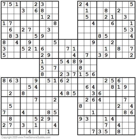 Free Printable Samurai Sudoku Puzzles Saadto